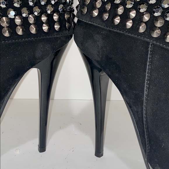 Nancy Li | Shoes | Nancy Li Rhinestone Black Suede Heel | Poshmark